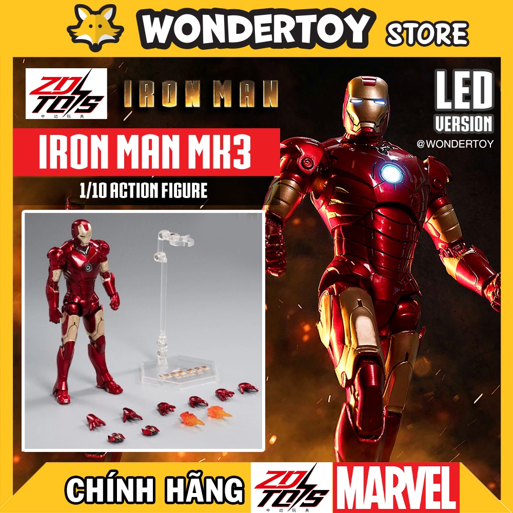 Mô Hình Chính Hãng ZD Toys Marvel Iron Man MK3 Led ver 1/10 Action ...