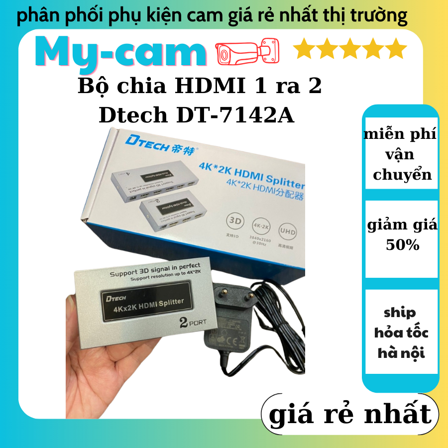 Bộ chia HDMI 1 ra 2 Dtech DT-7142A [Chính hãng] | Shopee Việt Nam