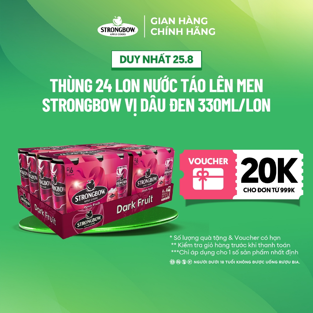 ĐỘ CỒN 4.5% - HỎA TỐC HCM - Thùng 24 lon nước táo lên men Strongbow Vị ...
