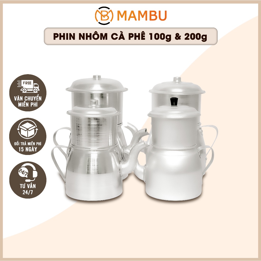 Phin cafe nhôm 100g và 200g - Phin cafe có ấm lớn - Dụng cụ pha cà phê ...