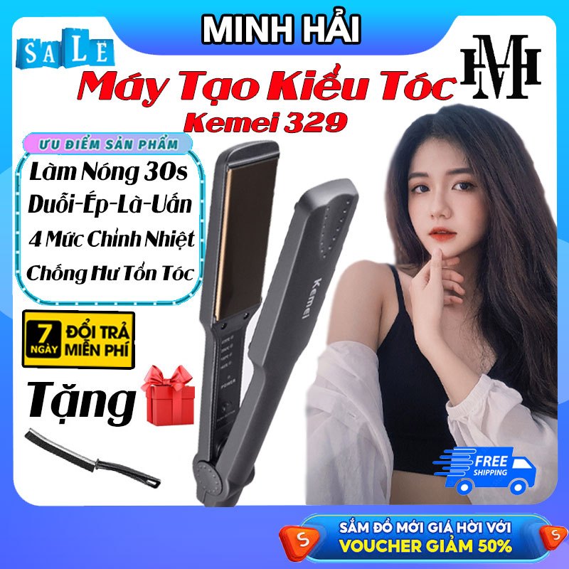 Máy Duỗi Tóc,Ép Tóc, Là Thẳng Tóc 4 Mức Nhiệt KEMEI 329-Dụng Cụ Tạo ...