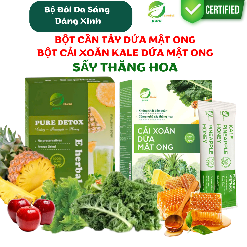 Combo Bột Cần Tây Dứa Mật Ong & Cải Xoăn Kale Dứa Mật Ong Sấy Thăng Hoa ...