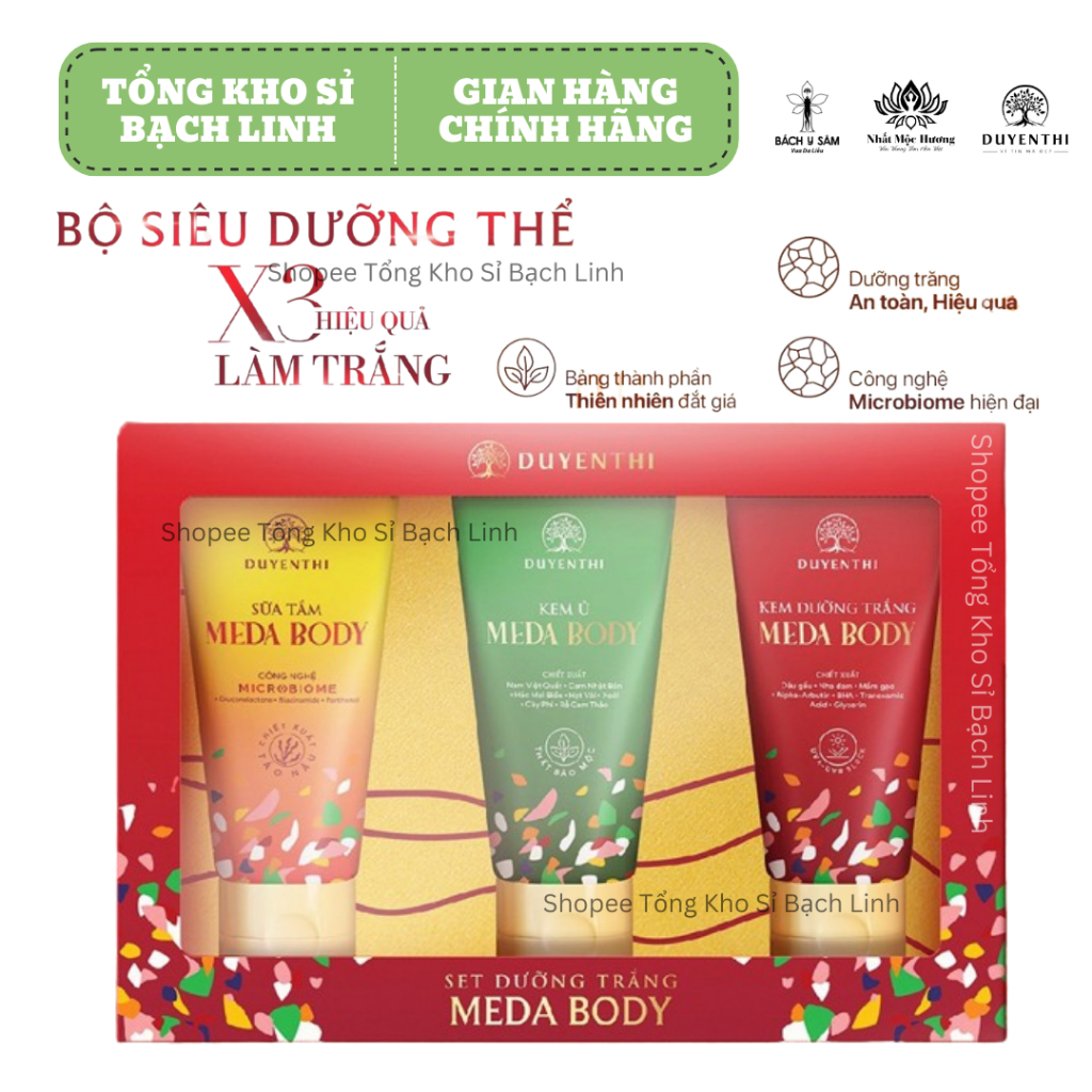 Combo Meda Body Duyên Thị - Sữa Tắm + Kem Ủ + Kem Dưỡng Trắng - Bách Y ...