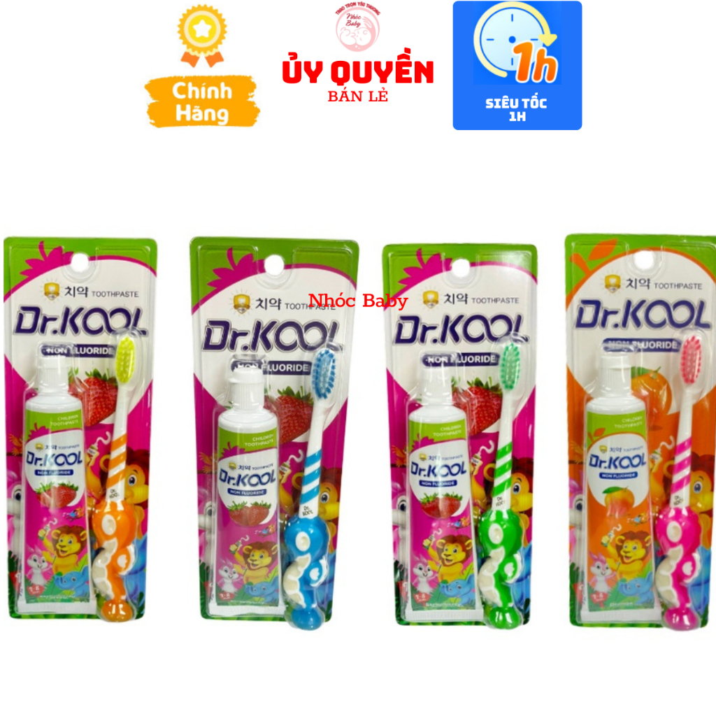 Combo Bàn chải cá ngựa + Kem đánh răng trẻ em Dr.Kool Kid hương trái cây thiên nhiên | Shopee ...