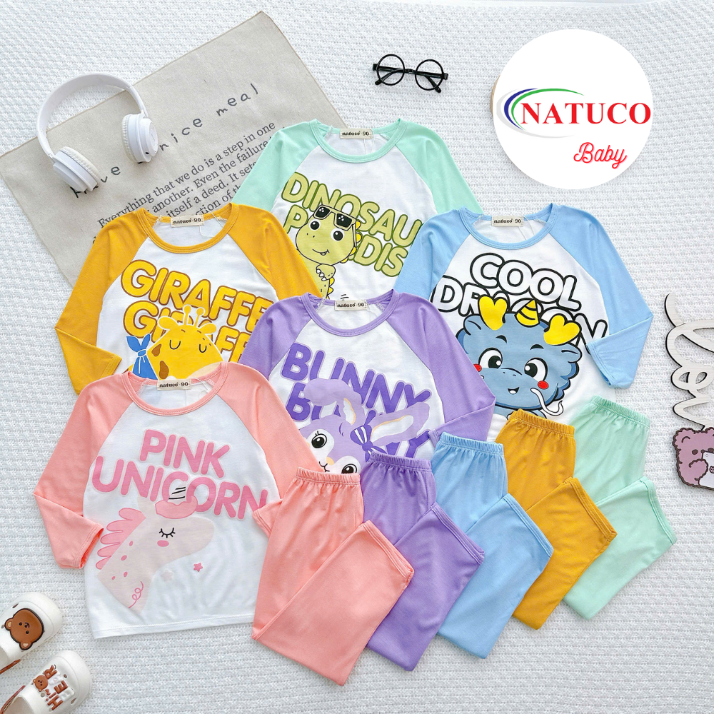 [8-27kg] Bộ Quần Áo Dài Tay NATUCO Hình Nhân Vật Hoạt Hình Vải Thun Viscose Mềm Mát Cho Trẻ Em ...