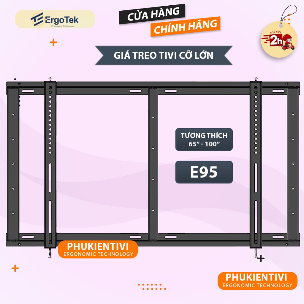Giá Treo Tivi Sát Tường ErgoTek E95 65 - 75 - 85 - 100 Inch - Khung Treo Tivi Sx Bằng CNC [ Cao ...