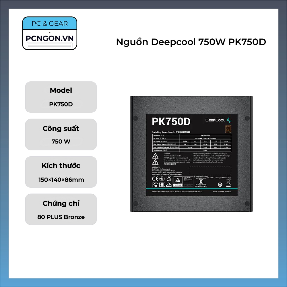 [PCNGON] Nguồn Deepcool 750W PK750D | Shopee Việt Nam
