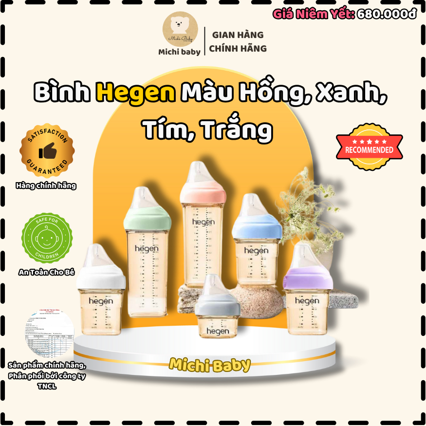 Michibaby- Bình sữa Hegen Fullbox Cao Cấp 60ml 150ml 240ml 330ml, Cam ...
