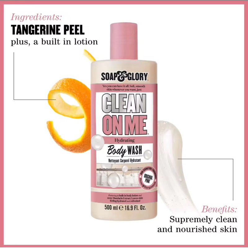 🔥 𝐒𝐎𝐀𝐏 & 𝐆𝐋𝐎𝐑𝐘 CLEAN ON ME HYDRATING BODY WASH 500ML | Shopee Việt Nam