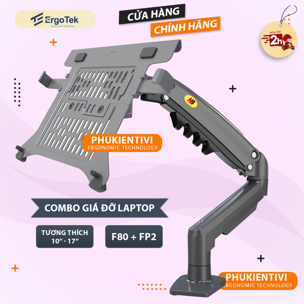 [ COMBO F80 + FP2 ] Giá Treo Màn Hình NB F80 - Kèm Kẹp Đỡ Laptop FP2 10 ...