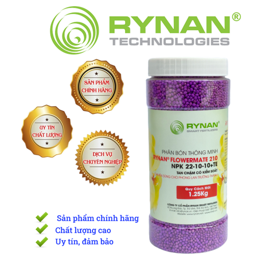 Phân tan chậm thông minh Rynan Flowermate 210 NPK 22-10-10 TE hũ 1,25 ...