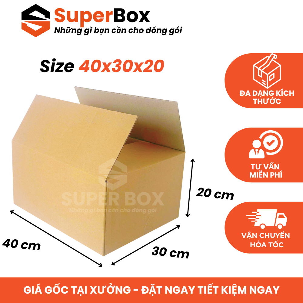 40x30x20 Combo 10 hộp carton đóng hàng Super Box thùng carton đựng hàng ...
