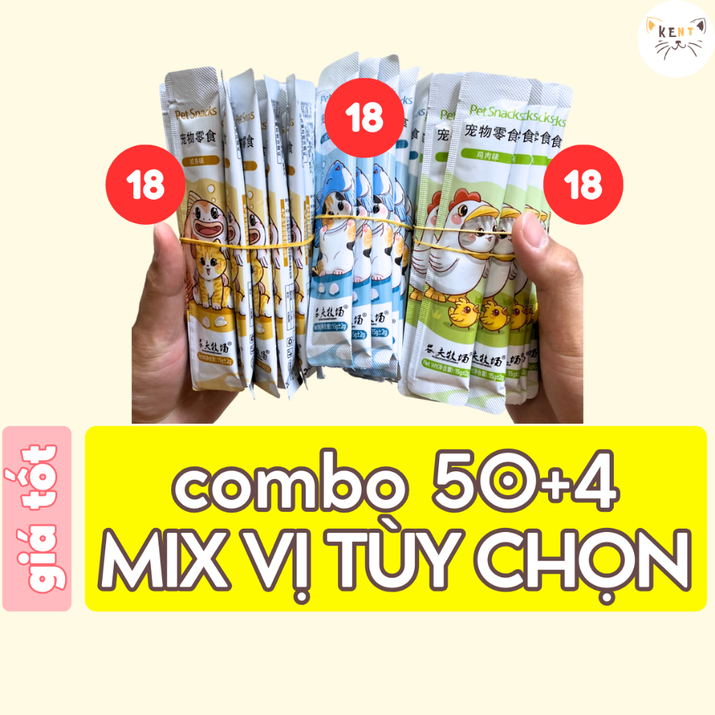 [50+4 thanh] Súp thưởng cho mèo nhiều thương hiệu mix đủ vị - Thức ăn cho mèo bổ sung dinh dưỡng ...