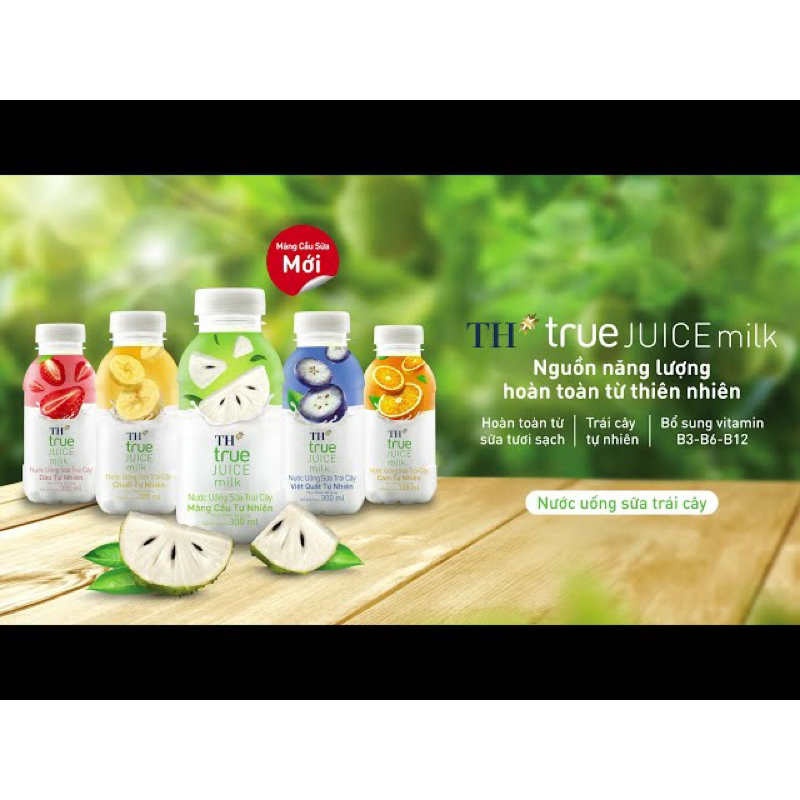 Lốc nước sữa trái cây TH True Joice milk đủ vị 6 chai 300ml | Shopee ...