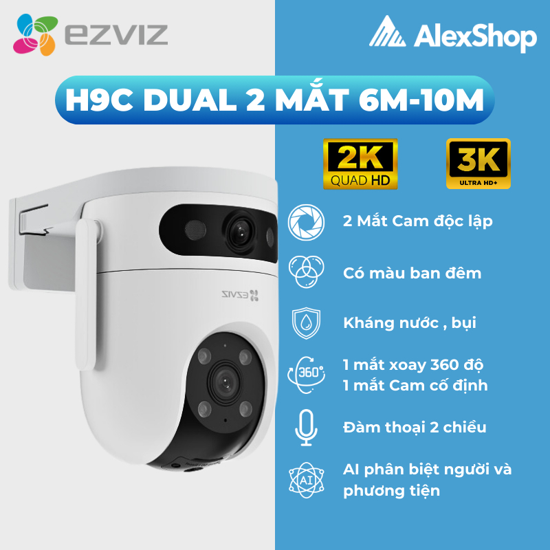 [6M-10M] Camera Wifi Ngoài Trời Ezviz 2 Mắt H9C 6MP Và 10M, AI Thông ...