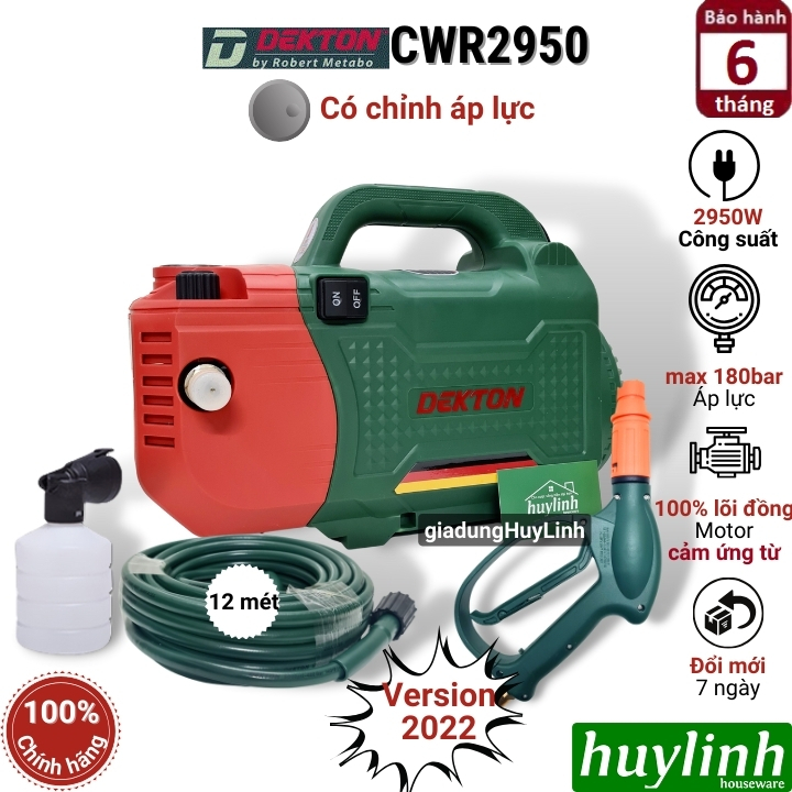 Máy xịt rửa xe chỉnh áp Dekton DK-CWR2950 - 2950W - Motor cảm ứng từ LÕI ĐỒNG 100% | Shopee Việt Nam