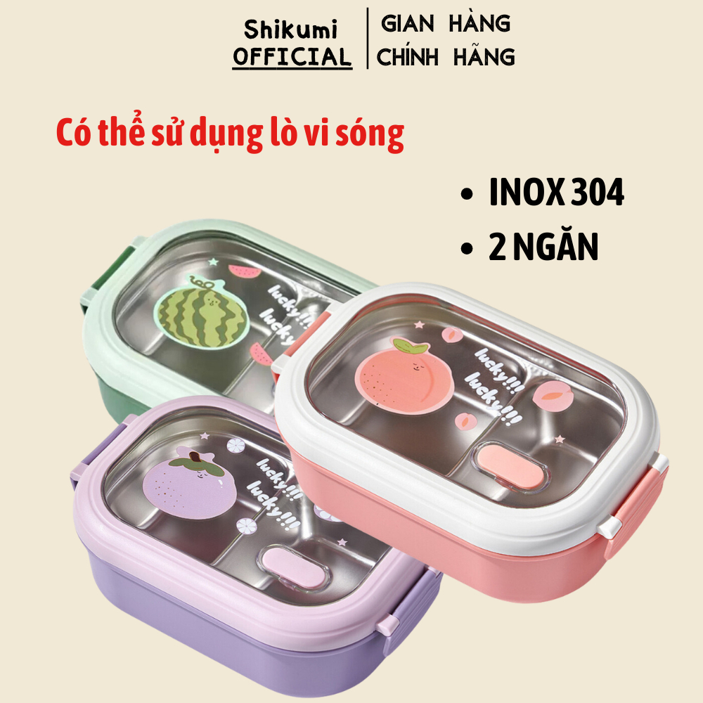 Hộp Đựng Cơm Lúa Mạch INOX304 SHIKUMI Chia 2 Ngăn Lúa Mạch Giữ Nhiệt ...