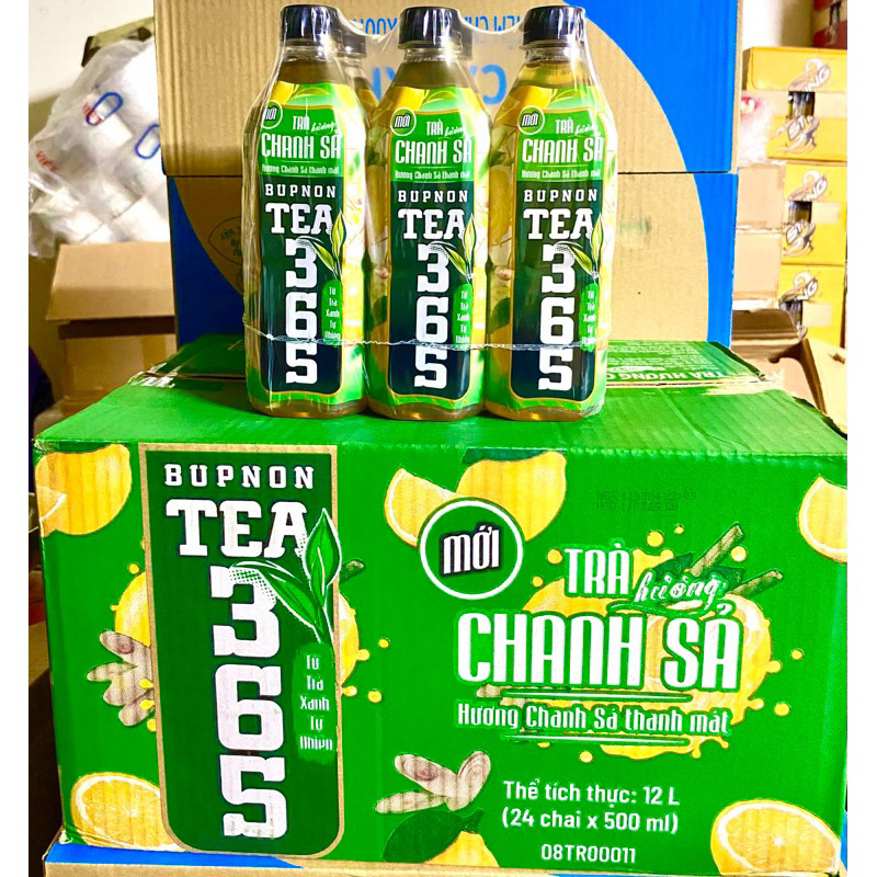 Thùng 24 Chai x 500ML Trà BUPNON TEA365 Hương Chanh Sả - Hồng trà Đào ...