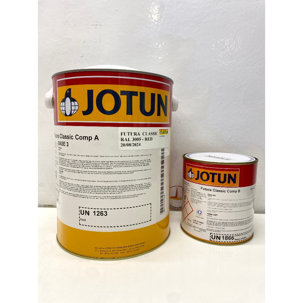 Sơn Epoxy dùng cho ngoài trời Jotun Futura Classic base 3 màu đỏ đô RAL 3005 _5L/bộ | Shopee ...