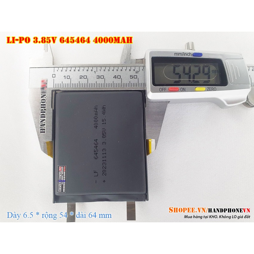 Pin Li-Po 3.85V 4000mAh 645464 (Li-Polymer) cho Laptop, Điện Thoại, Loa ...