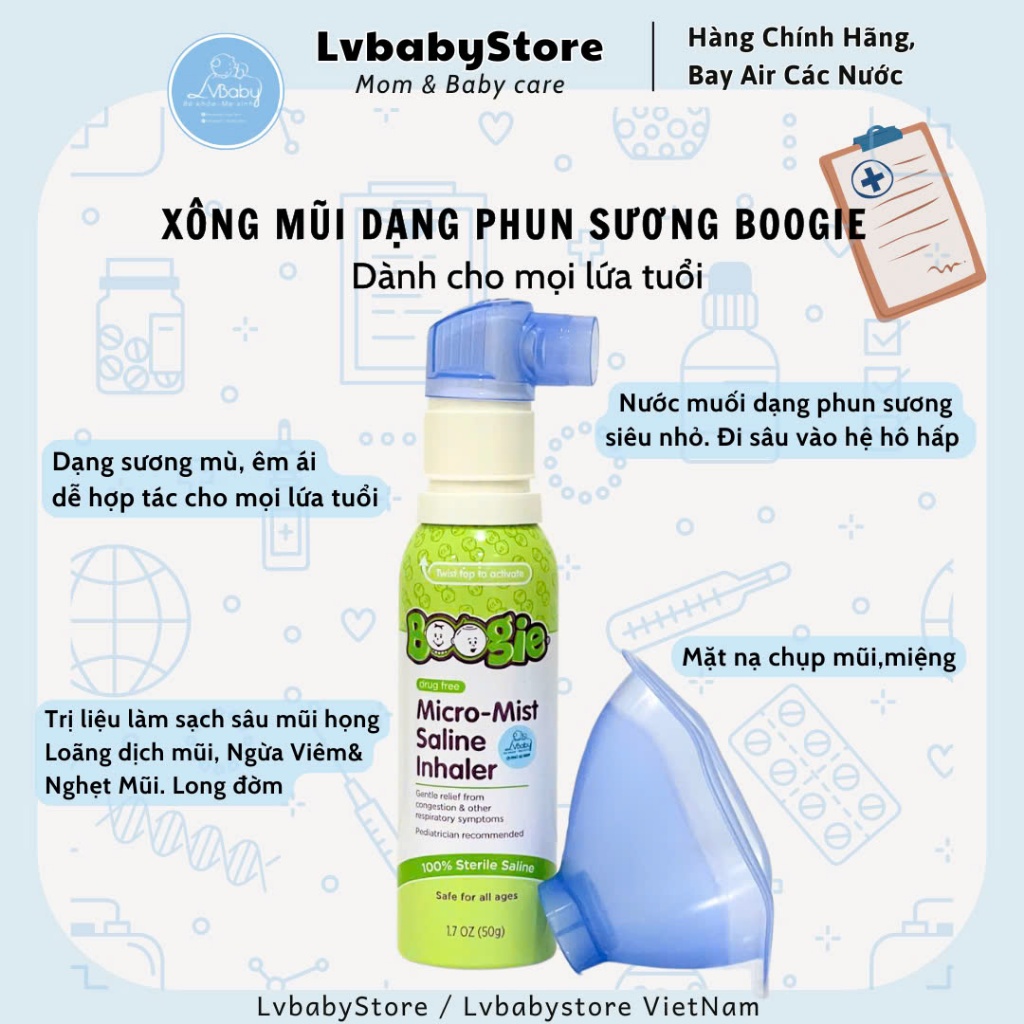 Xịt mũi họng dạng phun sương Boogie Micro-Mist Saline 0m+ | Shopee Việt Nam