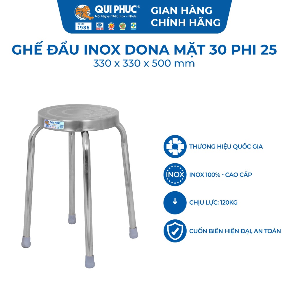 Combo 2 Ghế Đẩu Inox DONA Mặt 30 Phi 25 - Chính Hãng Qui Phúc - Inox ...