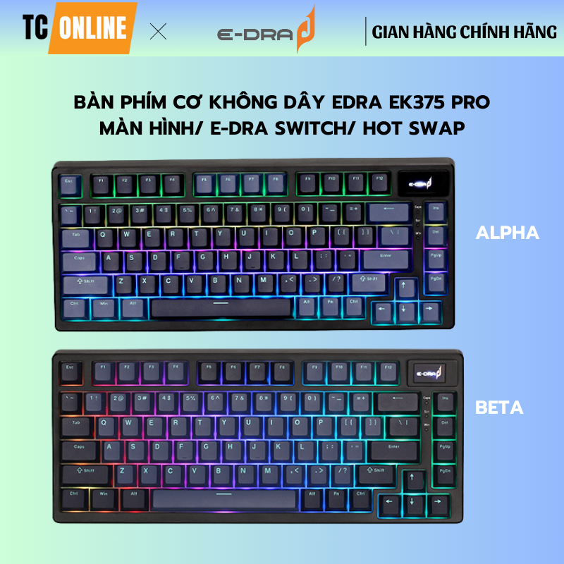 Bàn phím cơ không dây E-Dra EK375 Pro Beta / Alpha - Hàng chính hãng ...