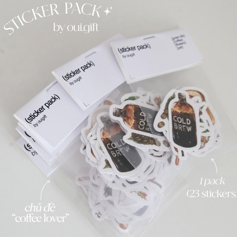 Gói 23 Sticker Nhãn Dán Trang Trí Sổ Scrap Book Chủ Đề Cà Phê Coffee ...