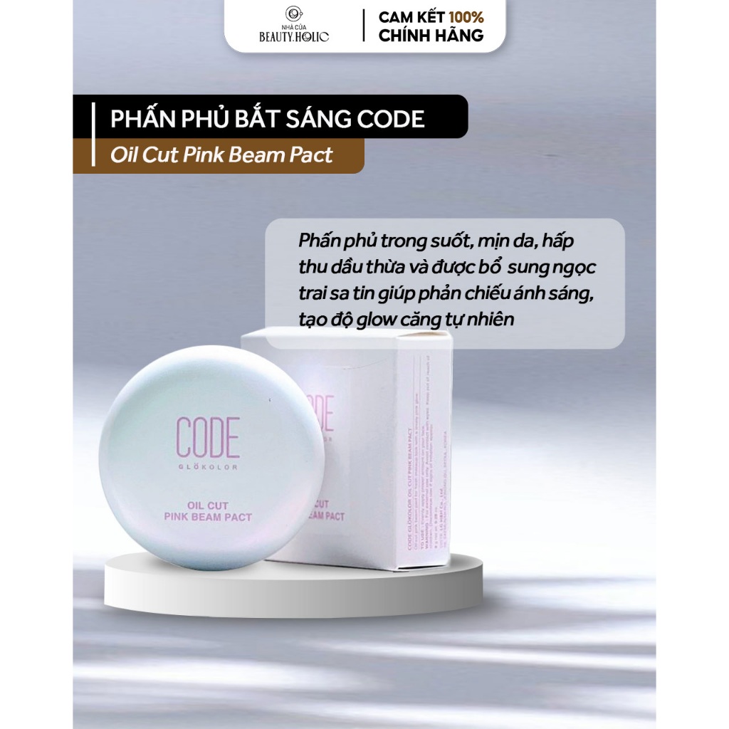 Phấn phủ kiềm dầu bắt sáng CODE GLOKOLOR OIL CUT PINK BEAM PACT ...