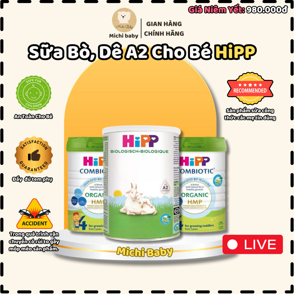 Michibaby Live - Sữa công thức HiPP Dê Đạm A2, Bò Organic Cao Cấp ...