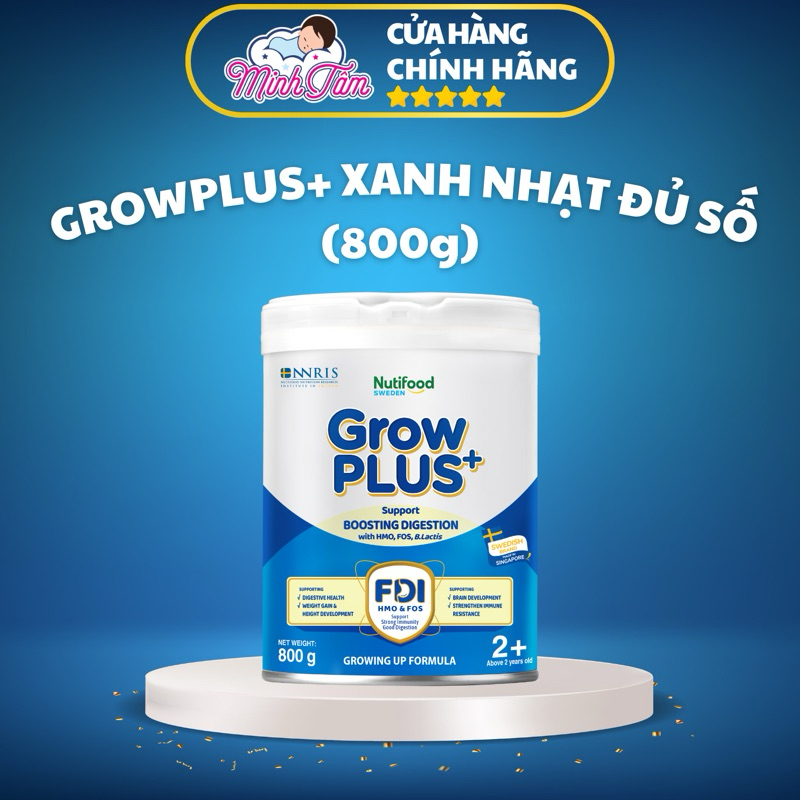Sữa bột Nutifood Growplus+ Xanh nhạt 0+, 1+, 2+, hỗ trợ tiêu hóa (Lon ...