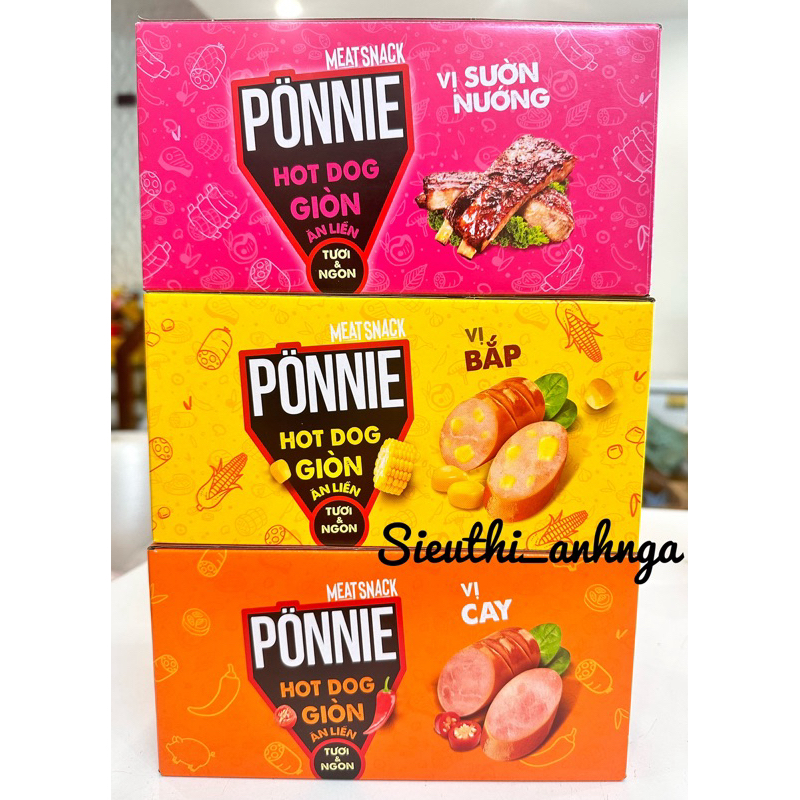 Xúc Xích Ponnie Hot Dog Giòn Ăn Liền Vị Cay Hộp x 20 Cây x 28G/20G ...