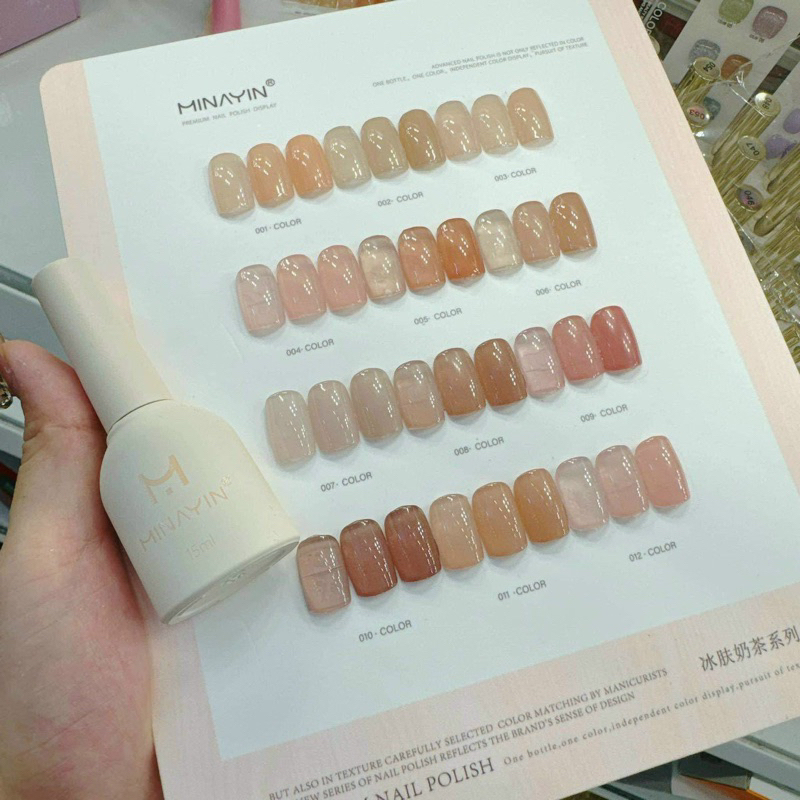 Set Sơn Minayin 12 màu tông Nâu, Hồng Chất gel đậm đặc, chuẩn màu ...
