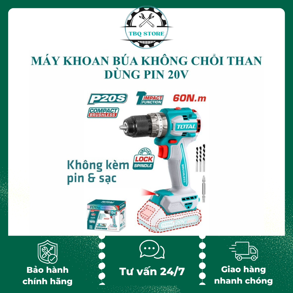 Máy khoan búa dùng pin 20V TOTAL TIDLI206021 Mô-men xoắn 60Nm motor không chổi than | Shopee ...