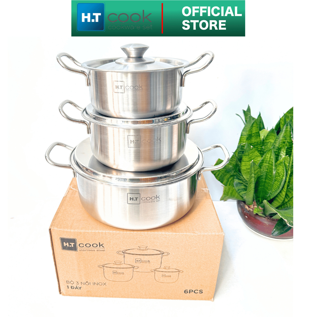 Bộ nồi inox 1 đáy Fivestar H.T cook HT-06DN 3 món nắp inox dùng được ...