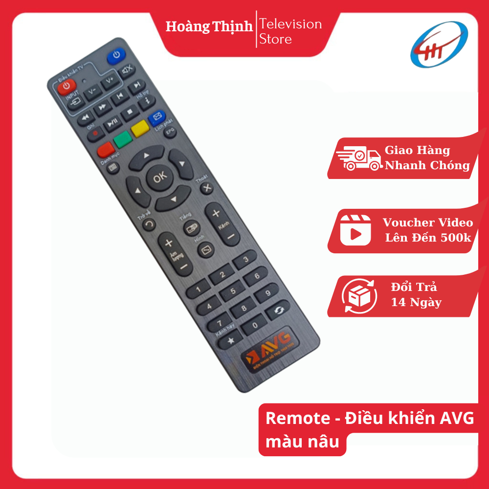 (Tặng kèm quà) Remote - Điều khiển AVG màu nâu có nút học lệnh tivi ...