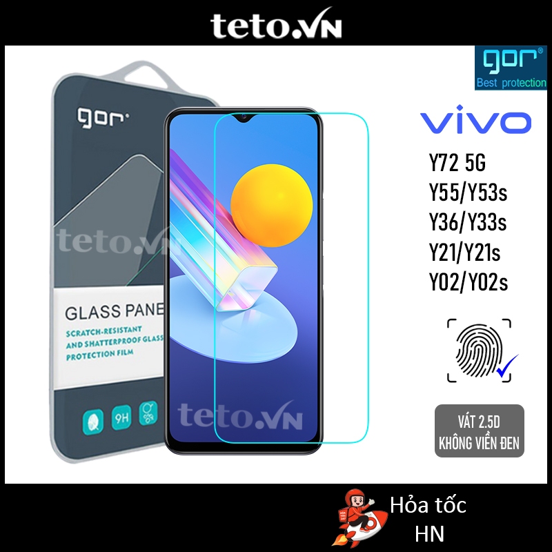 Kính cường lực Gor Vivo Y72 5G/ Vivo Y33s/ Y55/ V27e Trong Suốt, Không Viền Đen Cao Cấp, 9H/ Vát ...