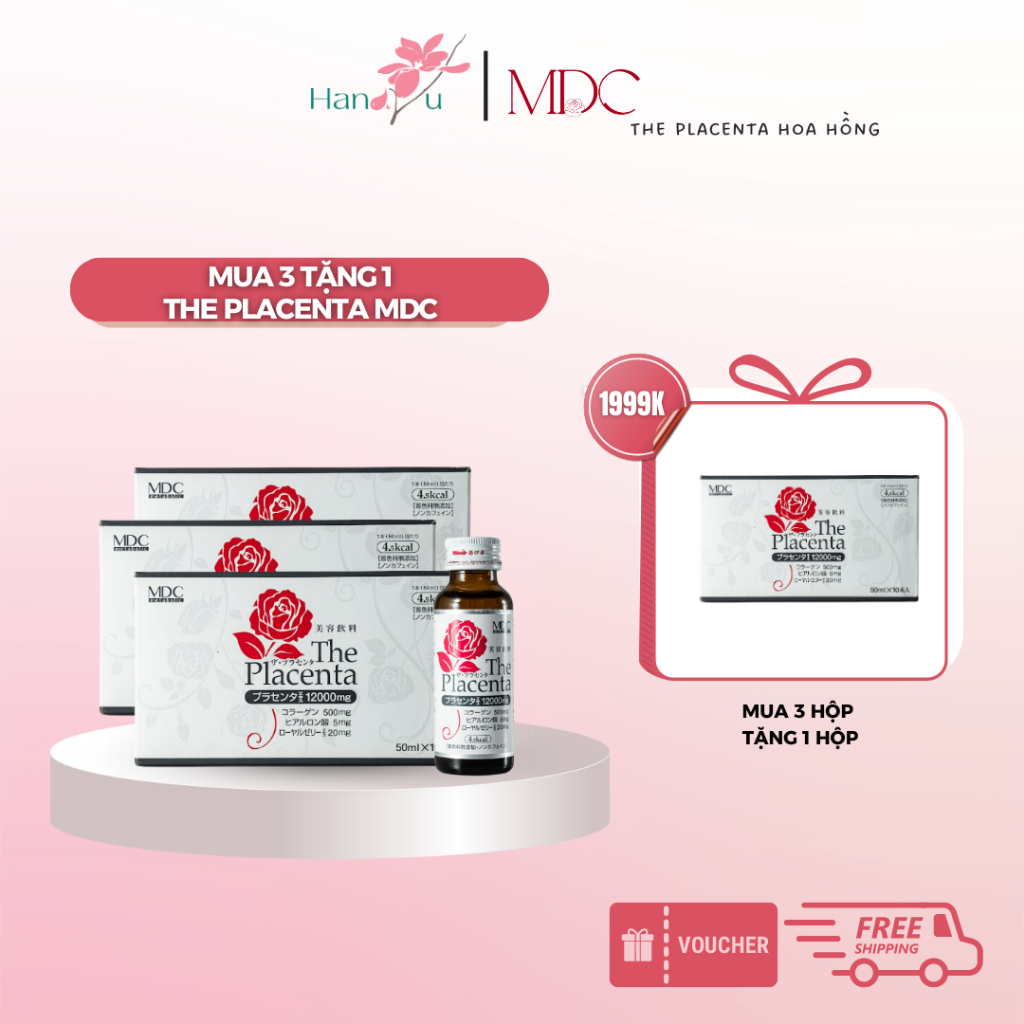 Combo mua 3 tặng 1 Nước uống nhau thai tươi The Placenta MDC sáng bóng ...