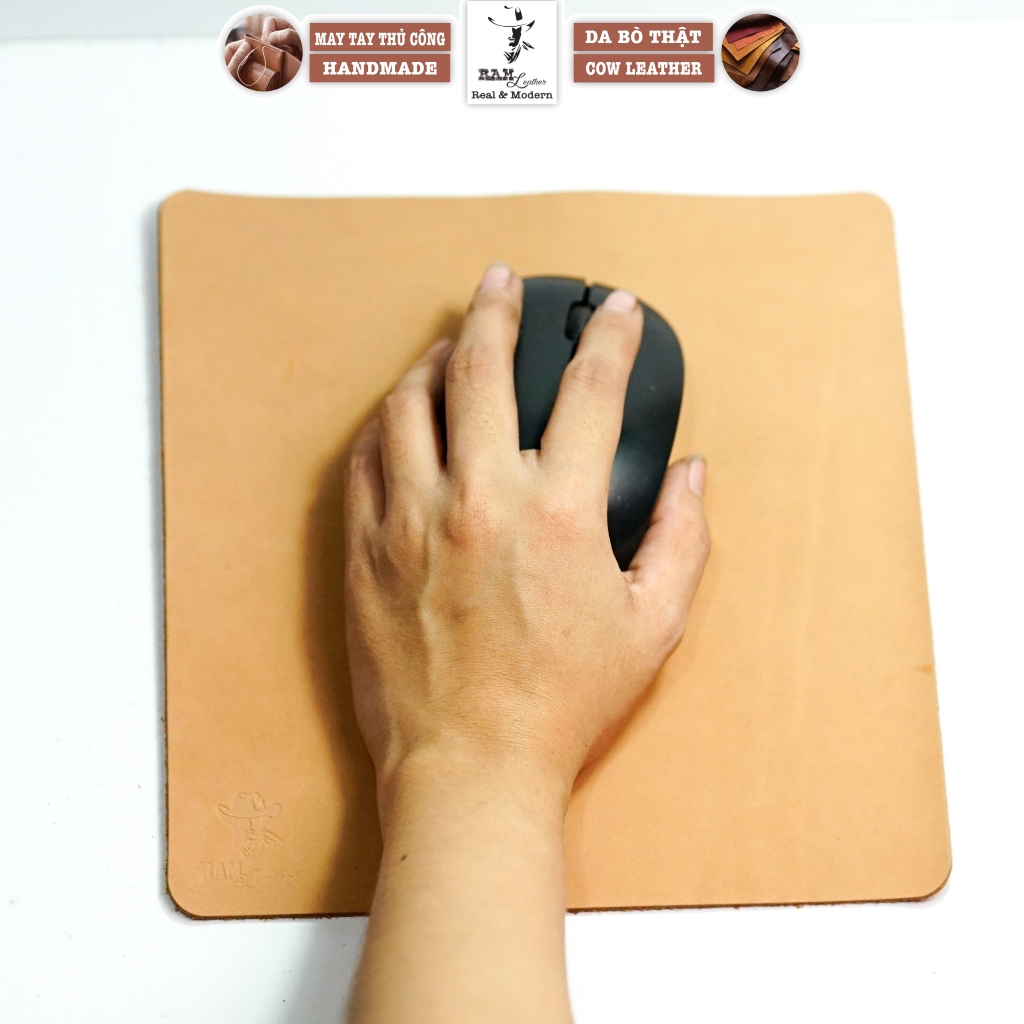 Tấm lót chuột, bàn rê chuột da bò mộc siêu bền handmade RAM Leather ...