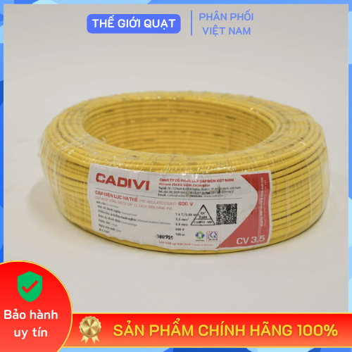 [HỎA TỐC] Dây điện đơn Cadivi CV 3.5 dây lõi đồng nguyên chất (cuộn 100m) - Hàng chính hãng ...