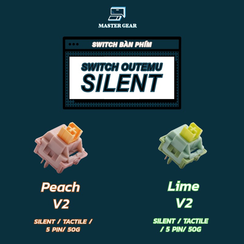Switch outemu silent peach v2 linear / lime v2 tactile 5pin , không ồn siêu yên tĩnh, giá rẻ ...