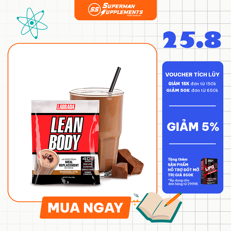 Gói Lean Body, Bữa ăn thay thế dinh dưỡng tiện lợi của Labrada dành cho Gymer, dân thể thao nhập ...