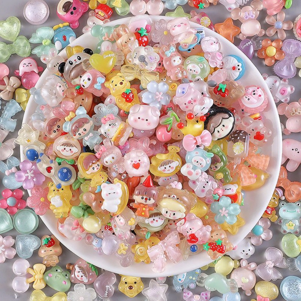 Combo 100 charm, túi mù siêu xinh, charm gắn dép, làm đồ thủ công ...
