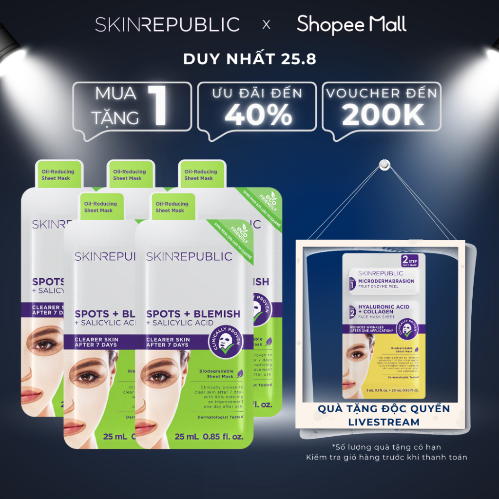 [Skin Republic] Combo 5 Mặt nạ dưỡng da Skin Republic Spots and Blemish ...