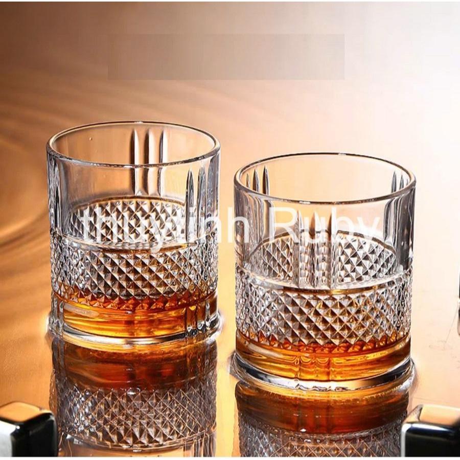 Set 6 ly rock uống rượu whisky, khay úp ly, ly thủy tinh pha lê uống ...