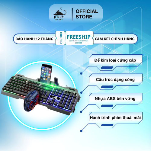 Bàn phím Gaming V4Pro có dây đế kim loại cứng cáp LED RGB nhiều màu sắc | Shopee Việt Nam