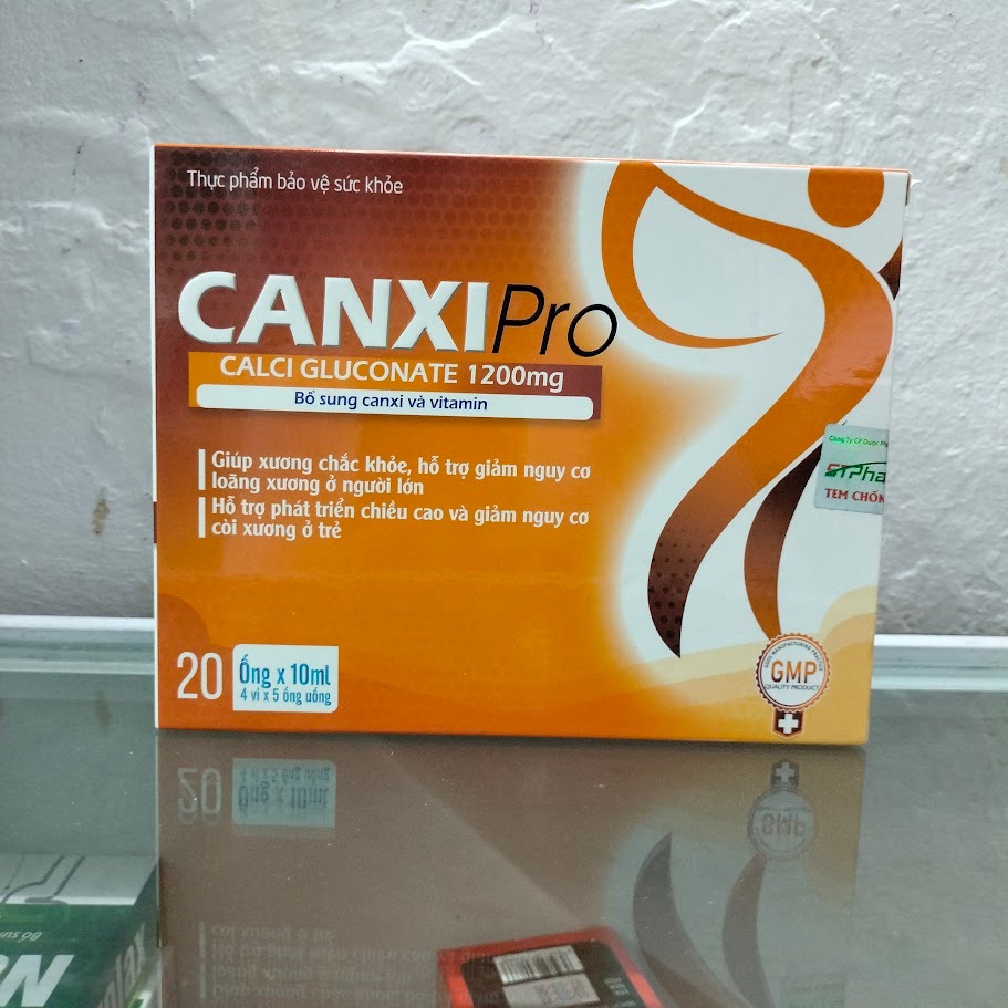 [Chính hãng] Canxipro Calci Gluconate 1200mg hộp 20 ống Canxi pro bổ ...