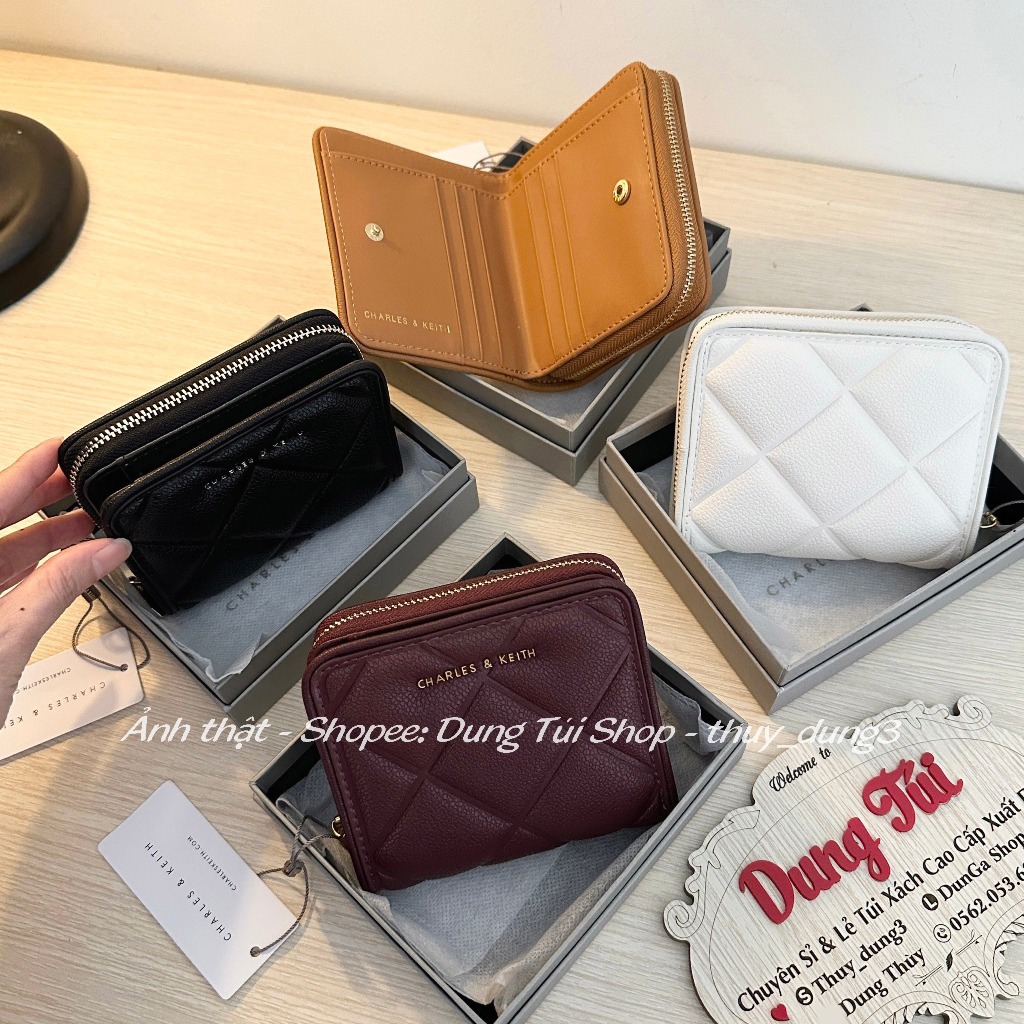 [FULLBOX] Ví ngắn đựng thẻ size 11 kiêu chần bông da sần nhỏ gọn CK6 ...