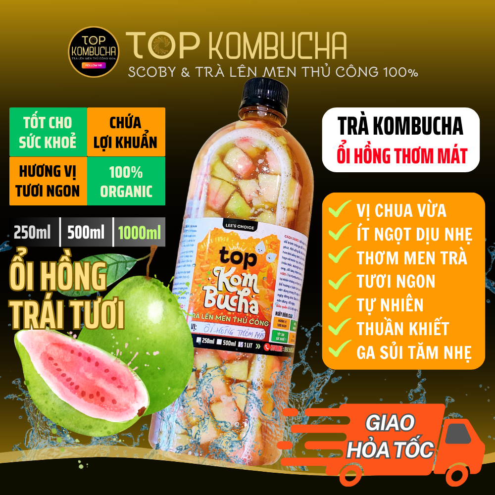 TRÀ KOMBUCHA ỔI HỒNG THƠM MÁT *MIX LÊN MEN Tự Nhiên Thủ Công 100% VỊ ...