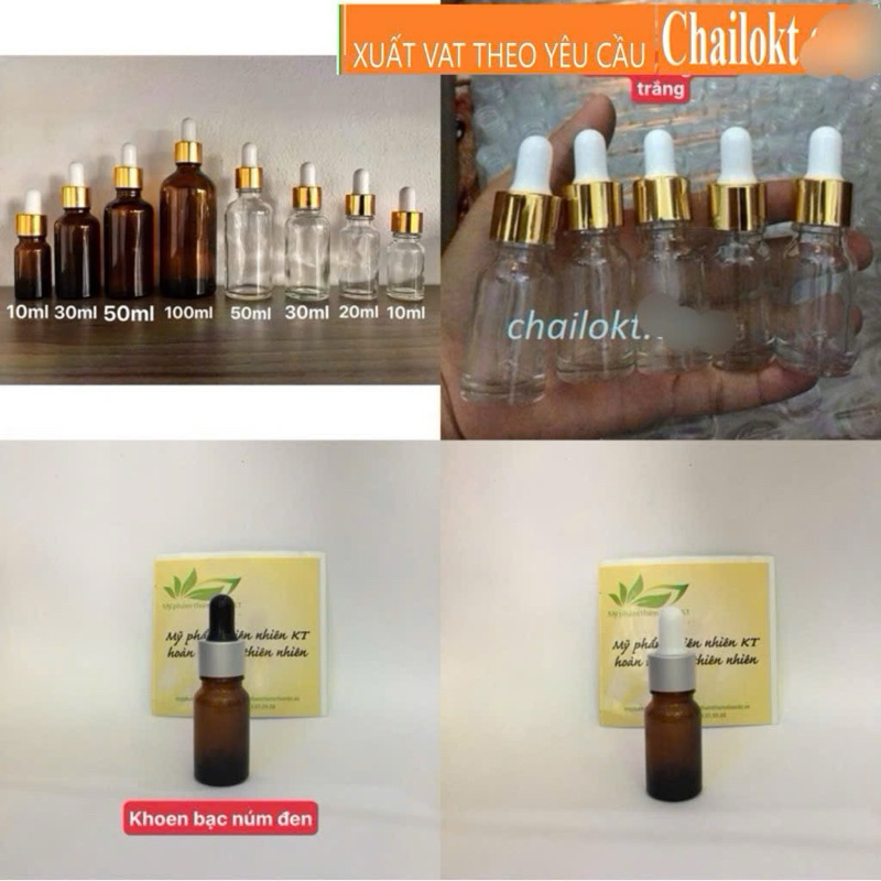 Lọ chiết serum thuỷ tinh 5ml 10ml 15ml 20ml khoen vàng, khoen bạc (Chai lọ chiết) | Shopee Việt Nam